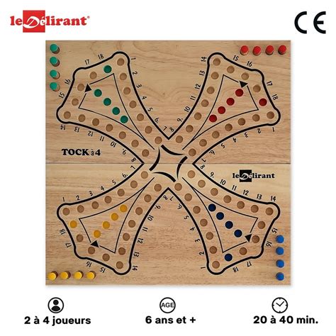 Grand jeu de tock ou toc 4 joueurs de luxe taille XL bois massif hévéa