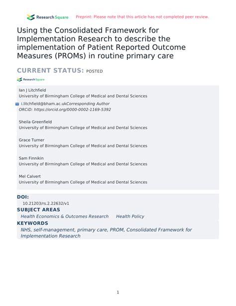 pdf using the consolidated framework for implementation research to describe the