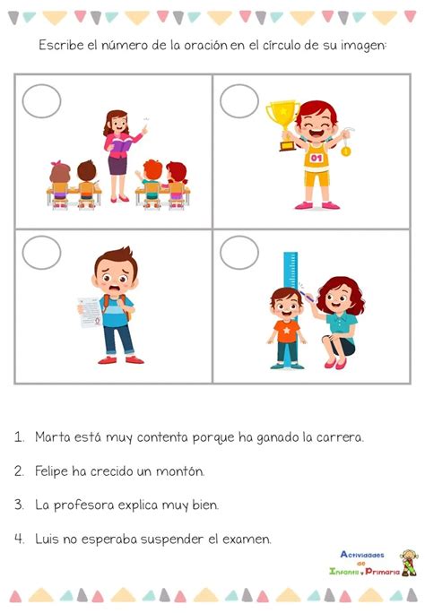Comprensión lectora Relaciona cada frase con su imagen Speech Language