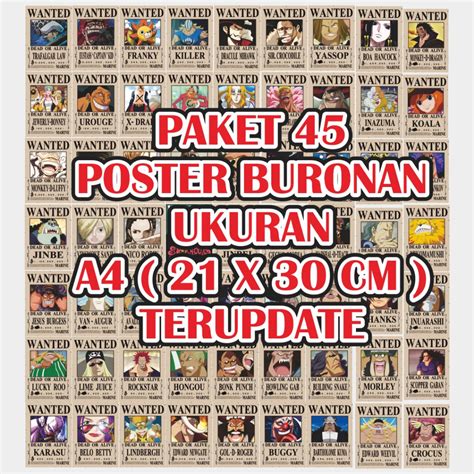 Jual Poster Buronan One Piece Paket Hemat Poster Buronan A Kru