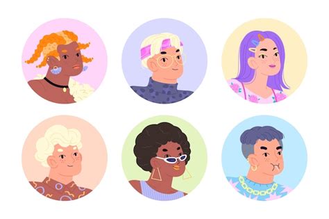 Conjunto de ilustra o plana de avatar de m dia social Vetor Grátis