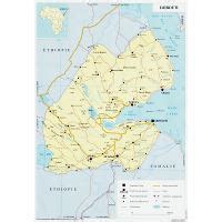 Detailed Elevation Map Of Djibouti With Roads And Cities Djibouti