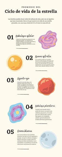 Infografía del promedio del ciclo de vida de la estrella Anonymous