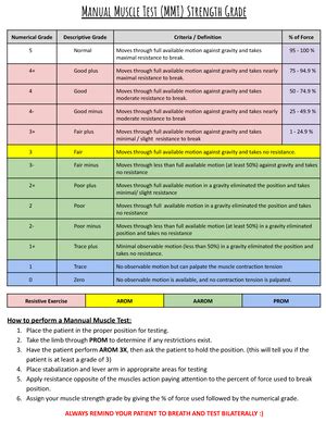 MMT Strength Grading Manual Muscle Test MMT Strength Grade