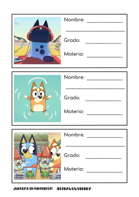 Etiquetas Para Libretas De Bluey Y Bingo