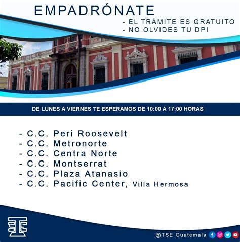 TSE Guatemala on Twitter EmpadrónateGuate De lunes a viernes