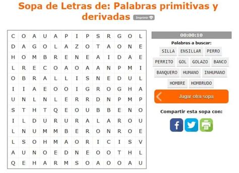 Ejercicios Para Repasar Las Palabras Primitivas En Primaria