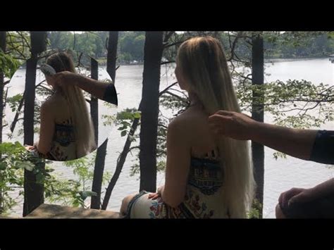 Asmr Relaxing Hair Play Hair Brushing By The River Youtube