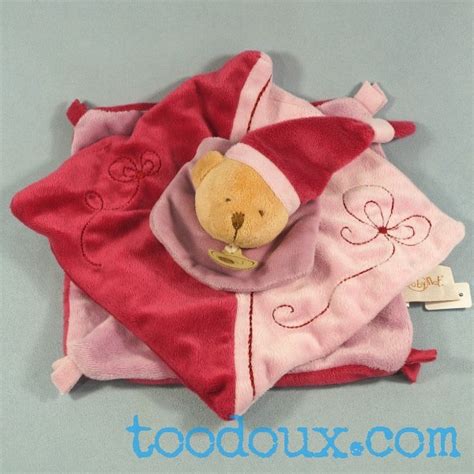 Toodoux spécialiste en sos doudou BABY NAT ours carré plat rose