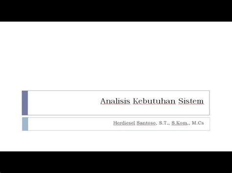 Analisis Kebutuhan Sistem Kebutuhan Fungsional Dan Non Fungsional