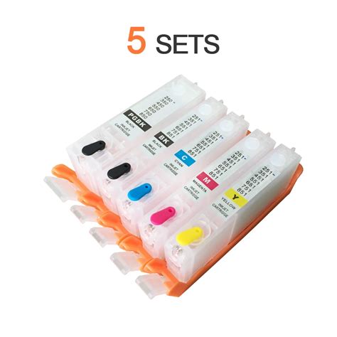 Wholesale 5 Sets PGI 550 CLI 551 Refillable Ink Cartridge With ARC