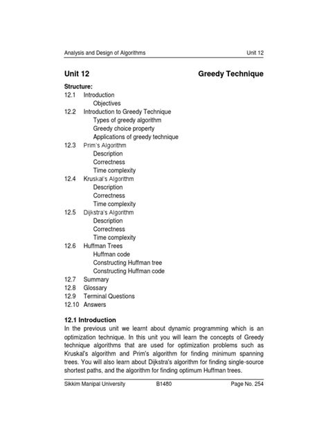 unit 12 greedy technique structure pdf data compression mathematical optimization
