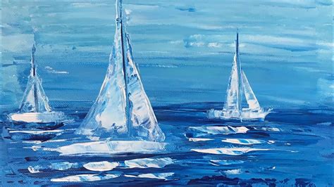 Sail Boats Seascape Abstract Painting Acrylic Painting Tutorial