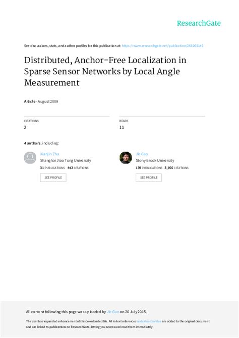pdf distributed anchor free localization in sparse sensor networks by local angle measurement