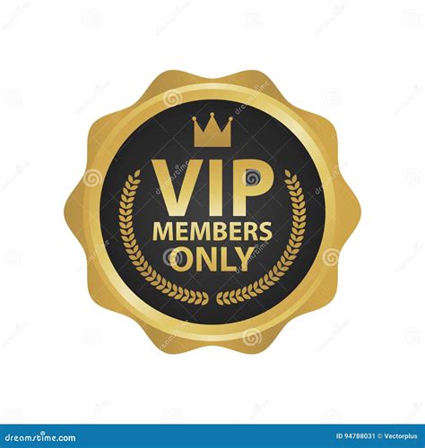 Vip Members Only Premium Golden Badges Gold Round Label Illustration