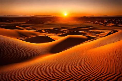 Puesta de sol sobre las dunas de arena en el desierto del Sáhara