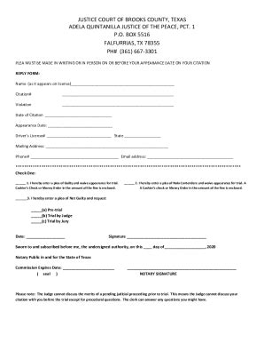 Fillable Online Justice Court Of Brooks County Texas Adela Quintanilla