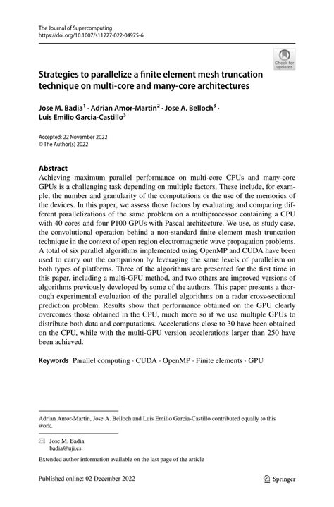 pdf strategies to parallelize a finite element mesh truncation technique on multi core and