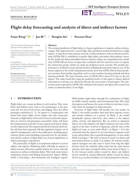 pdf flight delay forecasting and analysis of direct and indirect factors