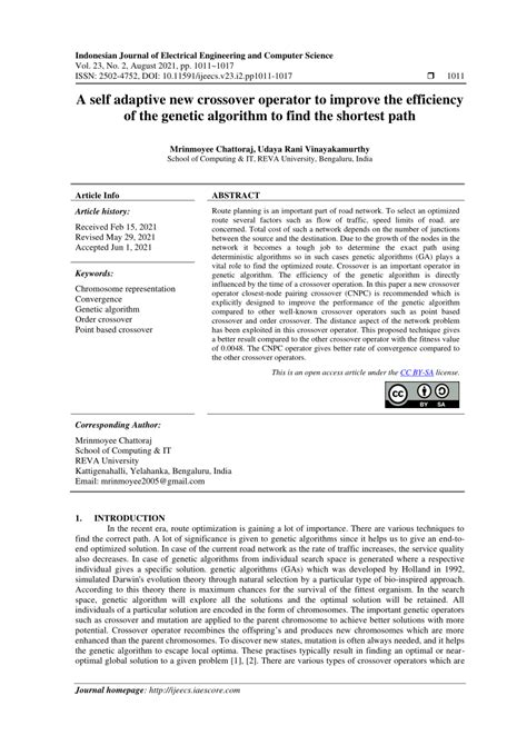 pdf a self adaptive new crossover operator to improve the efficiency of the genetic algorithm