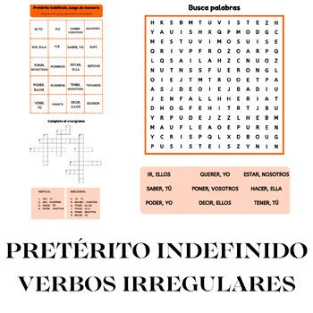 Verbos irregulares Pretérito Indefinido by ProfeLiana TPT