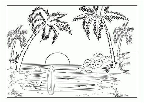 Paisaje De Playa Para Colorear Imprimir E Dibujar Dibujos Colorear
