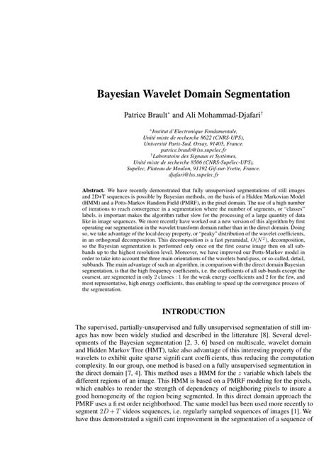 pdf bayesian wavelet domain segmentation