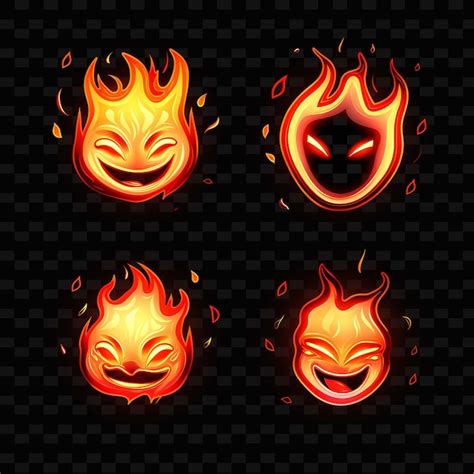 Icône De Feu Png Emoji Avec Des Expressions Ardentes Et Intenses O
