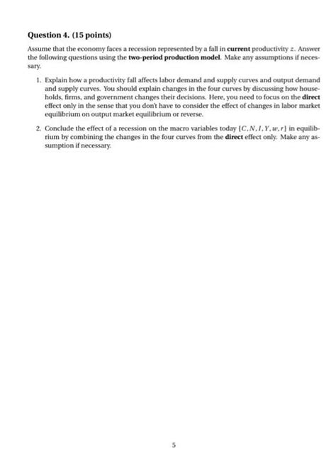 solved question 4 15 points assume that the economy faces