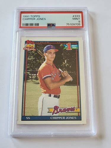 1991 Topps Chipper Jones 333 PSA 9 Rookie RC MLB Baseball Atlanta