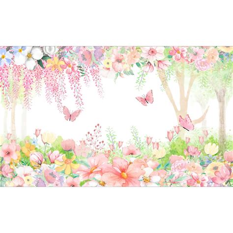 Painel de Tecido Sublimado Jardim Mágico Borboletas e Flores Diversas