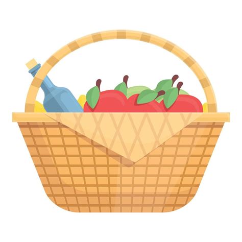 ícone de cesta de piquenique de refeição desenho animado e estilo