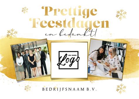 Zakelijke Kerstkaart Goud Sneeuw Foto S Logo Kaartje2go