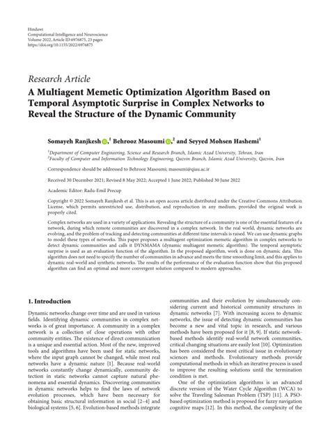 pdf a multiagent memetic optimization algorithm based on temporal asymptotic surprise in