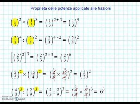 Proprietà delle potenze applicate alle frazioni YouTube