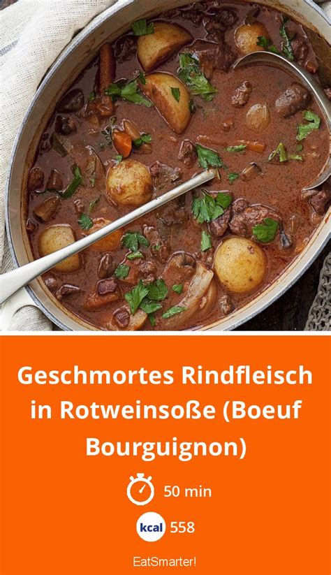 Geschmortes Rindfleisch in Rotweinsoße Boeuf Bourguignon Rezept EAT