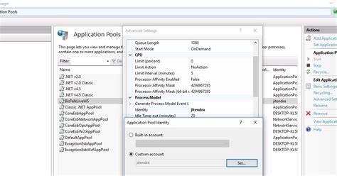 configure setting in internet information services iis and biztalk application binding setting
