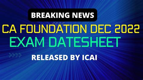 Breaking News Icai Big Announcement Ca Foundation December