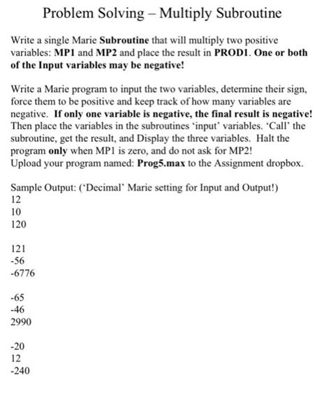 solved problem solving multiply subroutine write a single