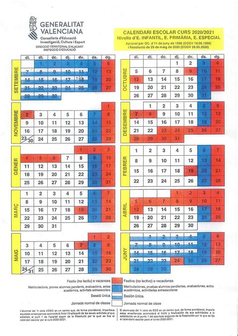 CALENDARIO ESCOLAR 2020 2021 CEIP RODOLFO TOMÁS SAMPER