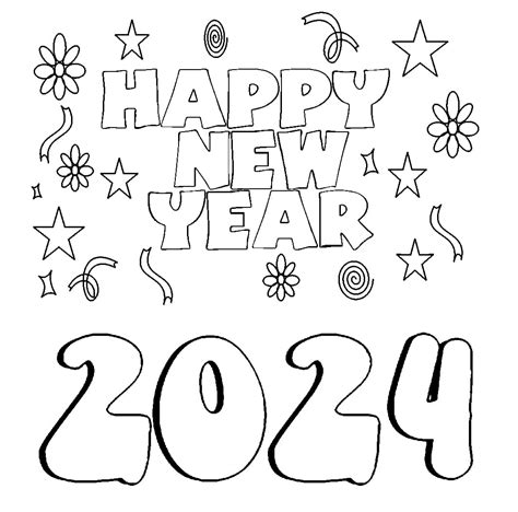 New Years 2024 Coloring Page Printable Amara Bethena