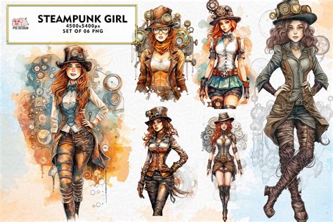 Steampunk Girl Sublimation Clipart Graphic By PIG Design Creative Fabrica