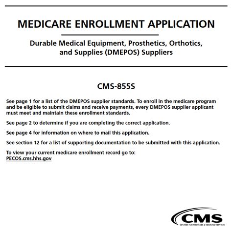 CMS 855S Medicare Enrollment Application Forms Docs 2023