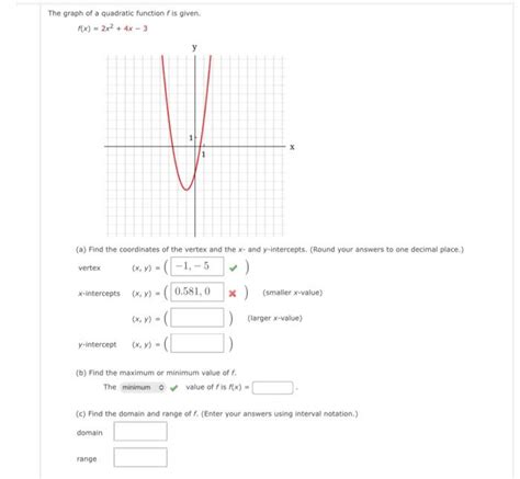 the graph of a quadratic function f is given f x 2x² 4x 3 a find the coordinates of