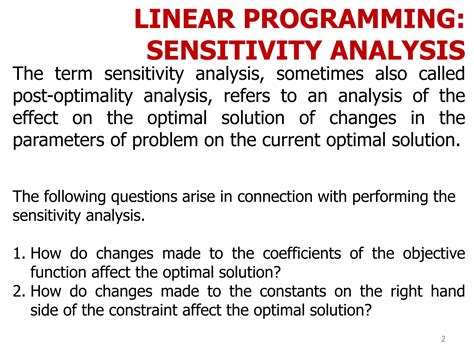 3 Linear Programming Senstivity Analysis PPT