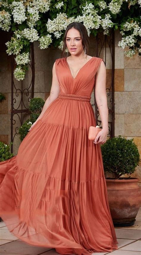 Vestido Longo Terracota Modelos Para Madrinhas De Casamento
