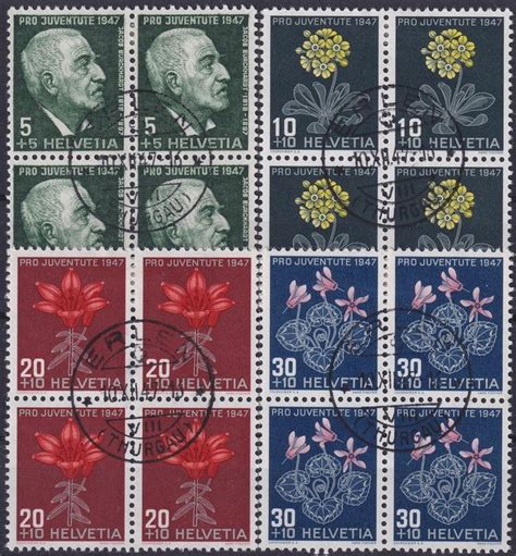 1947 PJ J121 124 Serie Viererblöcke aus Erlen SBK 80 Kaufen auf