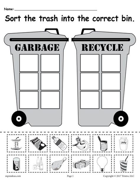 Free Recycling Sorting Printable