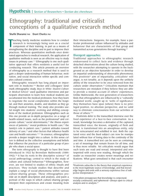 pdf ethnography traditional and criticalist conceptions of a qualitative research method