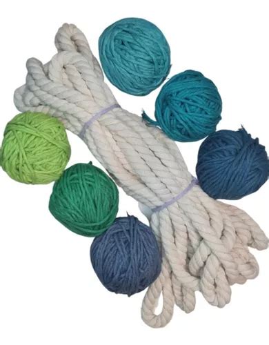 Kit De Macrame 6 Ovillos Cordon Algodon Peinado 10mm Cuotas sin interés